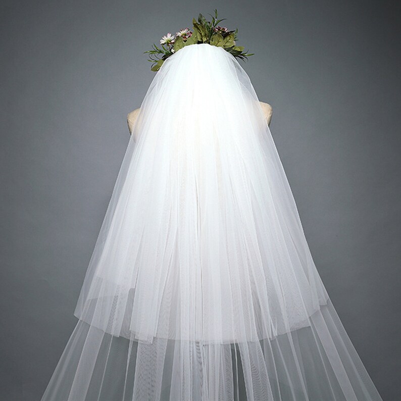 Beautiful Long Veil With Lace Sequins Edgemantilla Veil With - Etsy