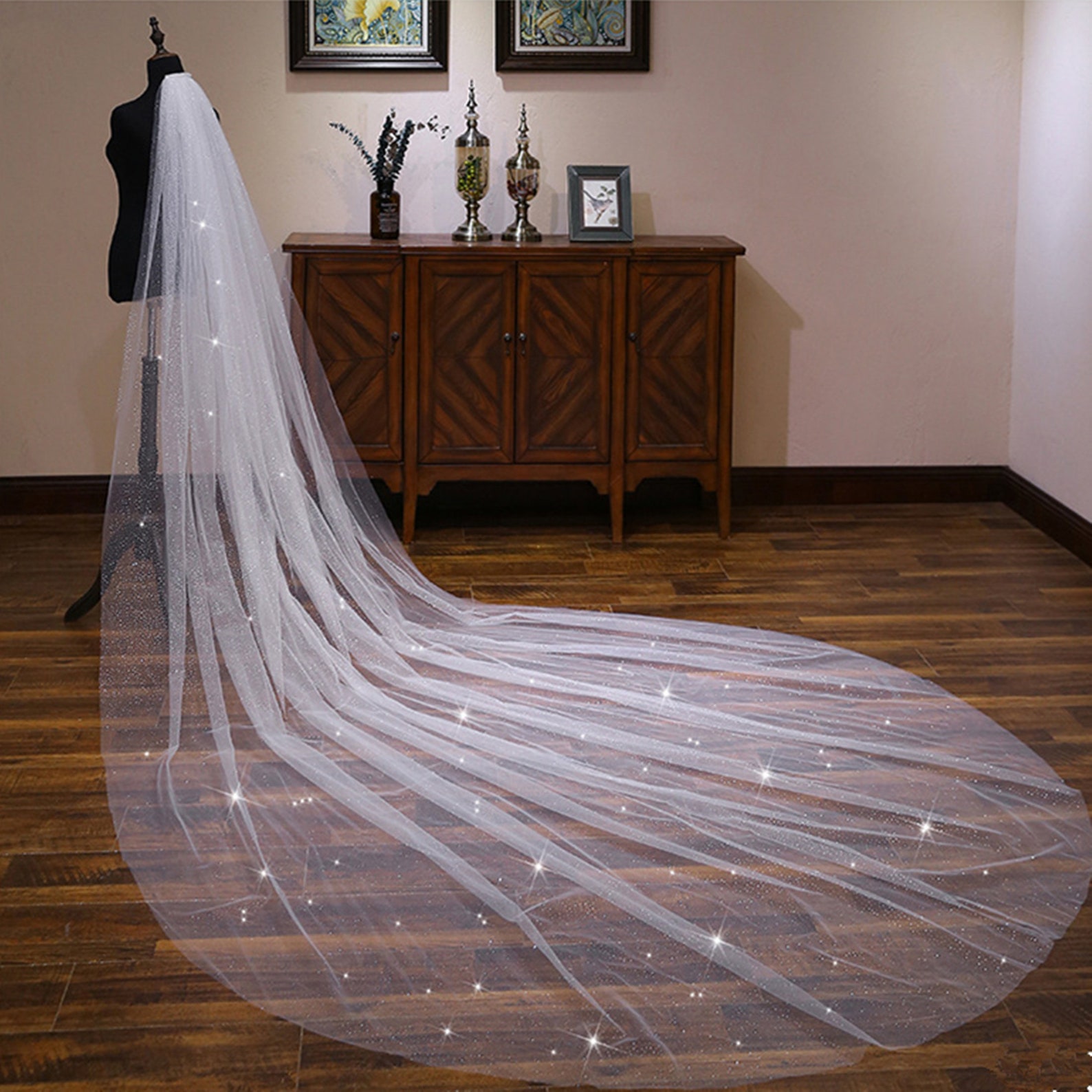 Ivory Glitter Wedding Veilbling Bridal Veilsparkle - Etsy
