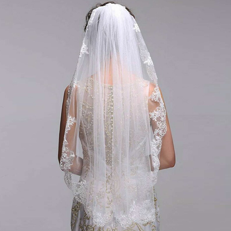 White Lace Veilivory Bridal Lace Veil Minimalistwedding Veil - Etsy