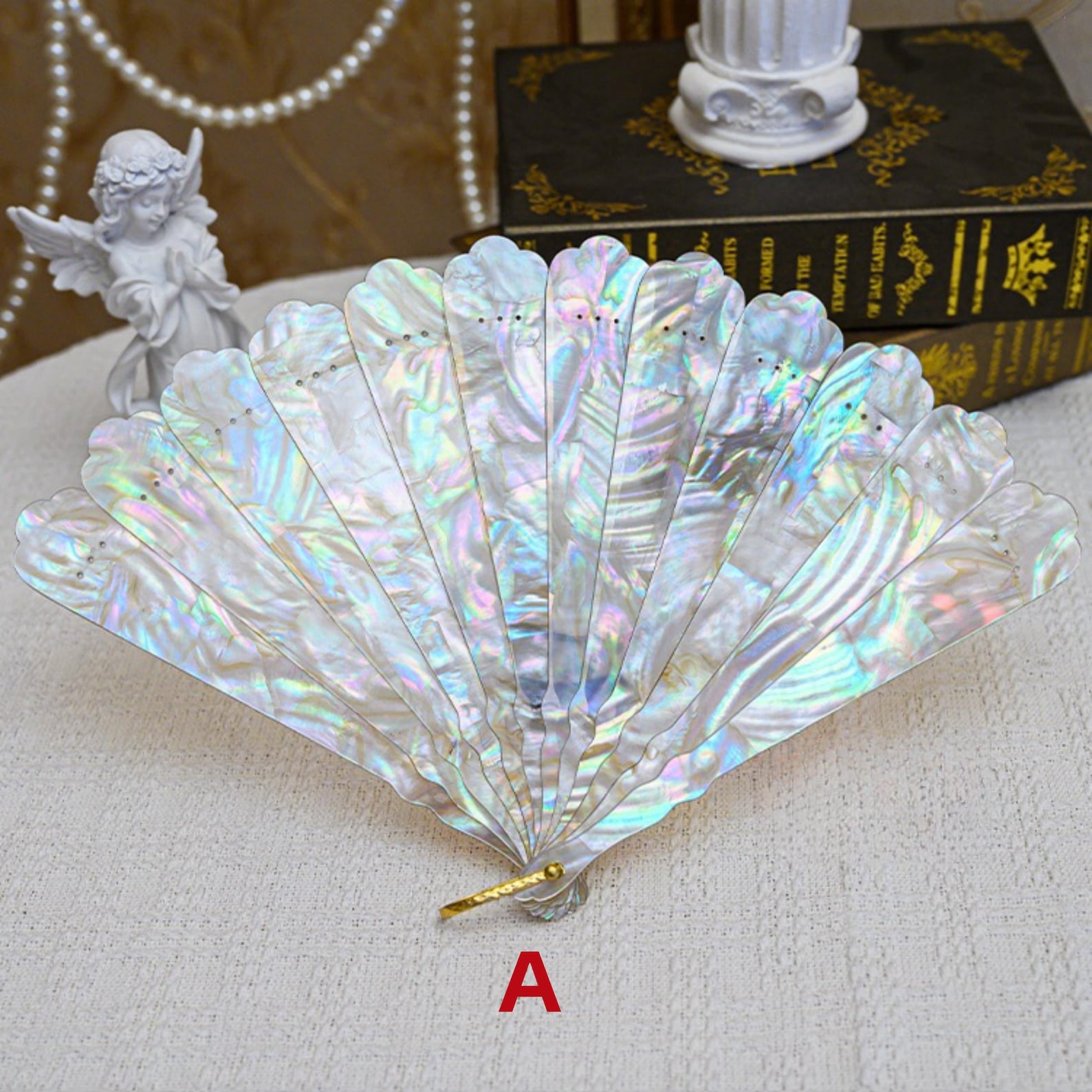 Exquisite Natural Shell Fan,shimmering Mother of Pearl Fan,vintage Hand ...