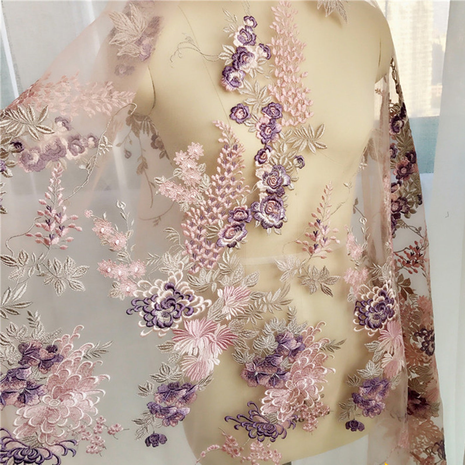 Flower and Leaf Embroidered Lacewedding Lace - Etsy