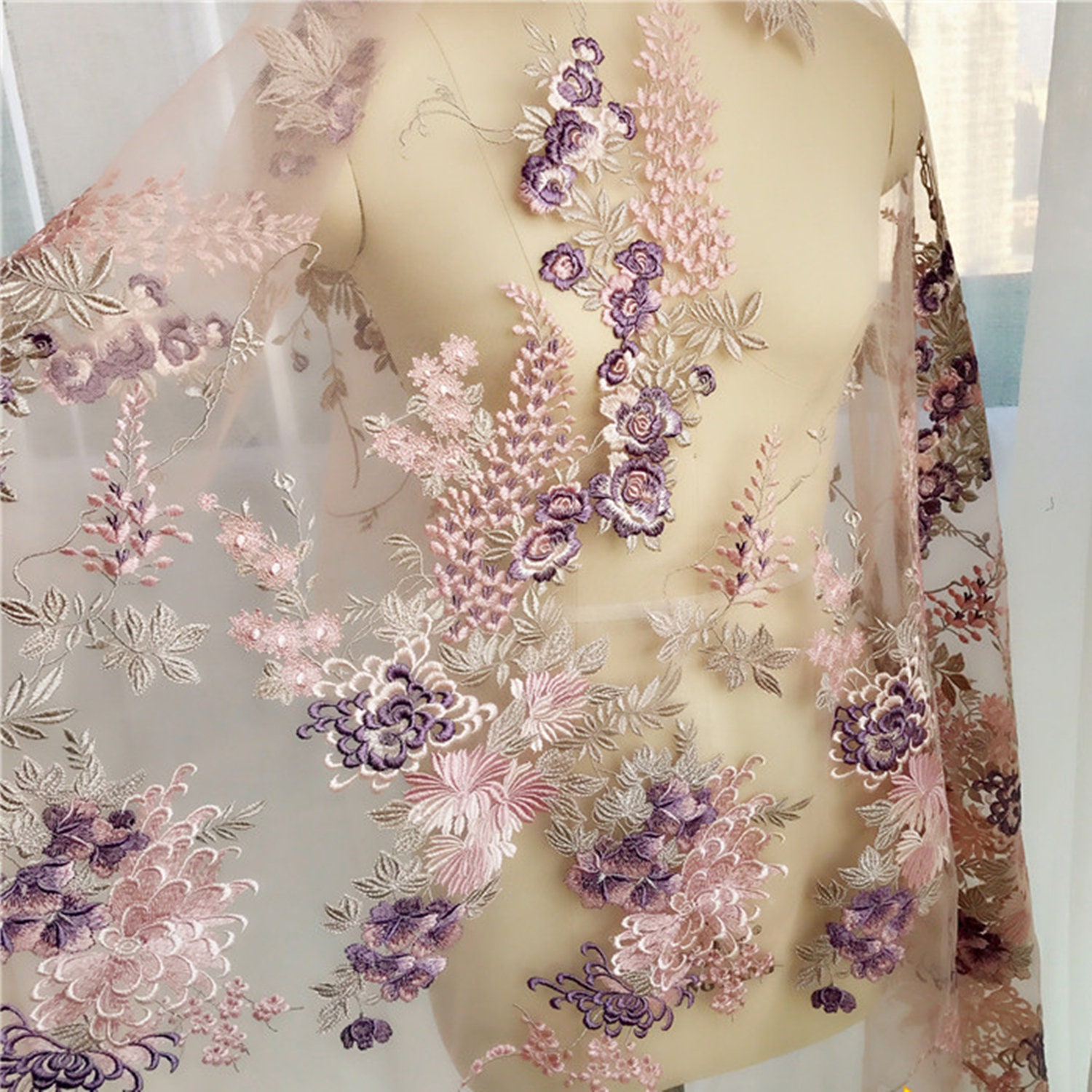 Flower and Leaf Embroidered Lacewedding Lace - Etsy