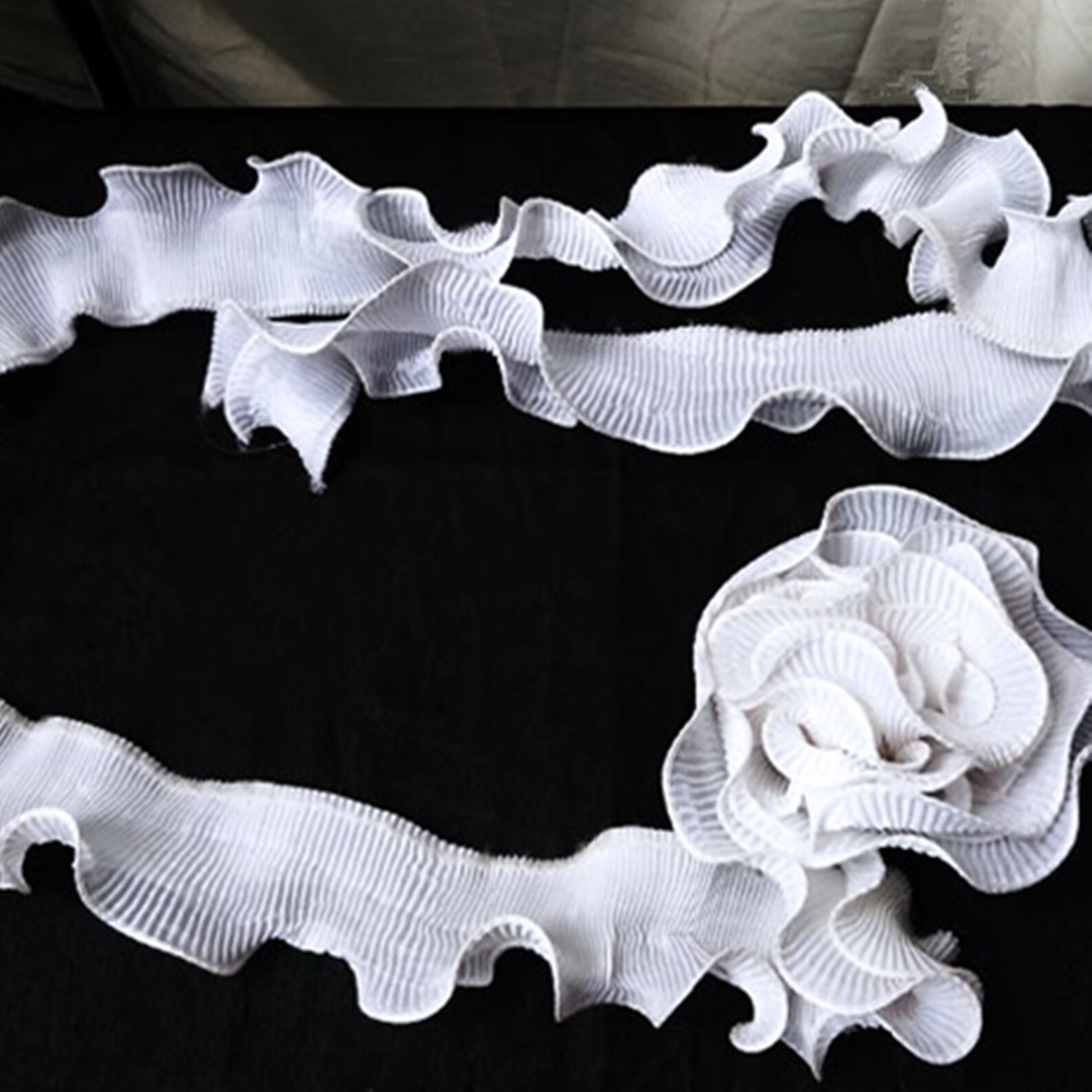 White Ruffle Trimdouble Layers Pleated Ruffle Trimdress - Etsy