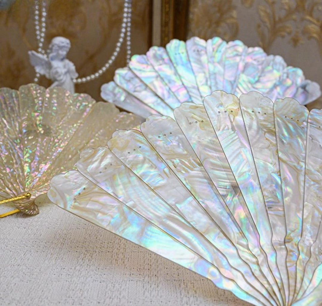 Exquisite Natural Shell Fan,shimmering Mother of Pearl Fan,vintage Hand ...