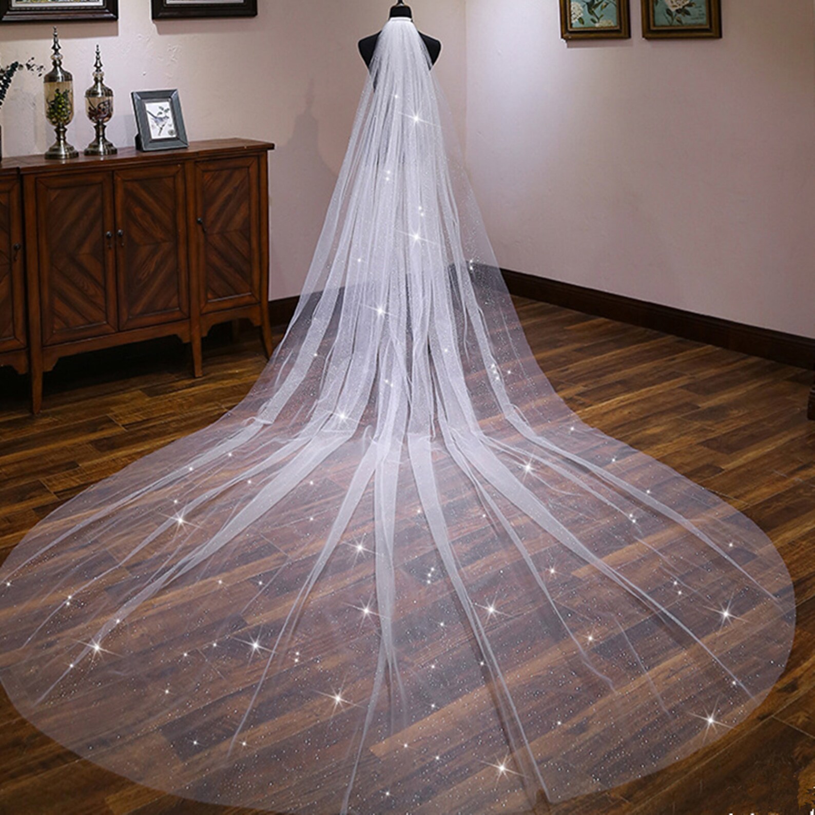 Ivory Glitter Wedding Veilbling Bridal Veilsparkle - Etsy