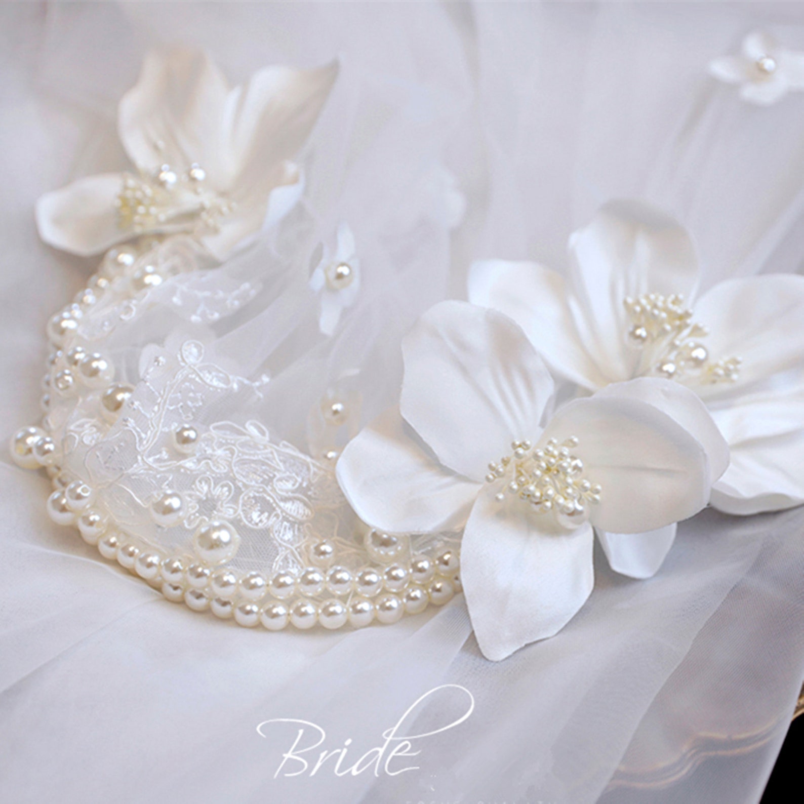 Pearl Veil,juliet Cap Veil,ivory Elegant Veil,chapel Wedding Veil ...