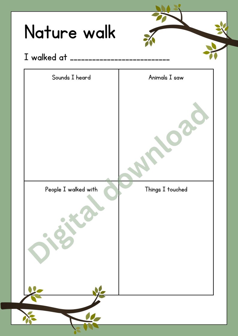 Nature Walk Worksheet - Etsy
