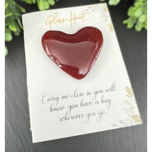 Red Fused Glass Heart Pocket Hug, Thinking of You Gift - Etsy