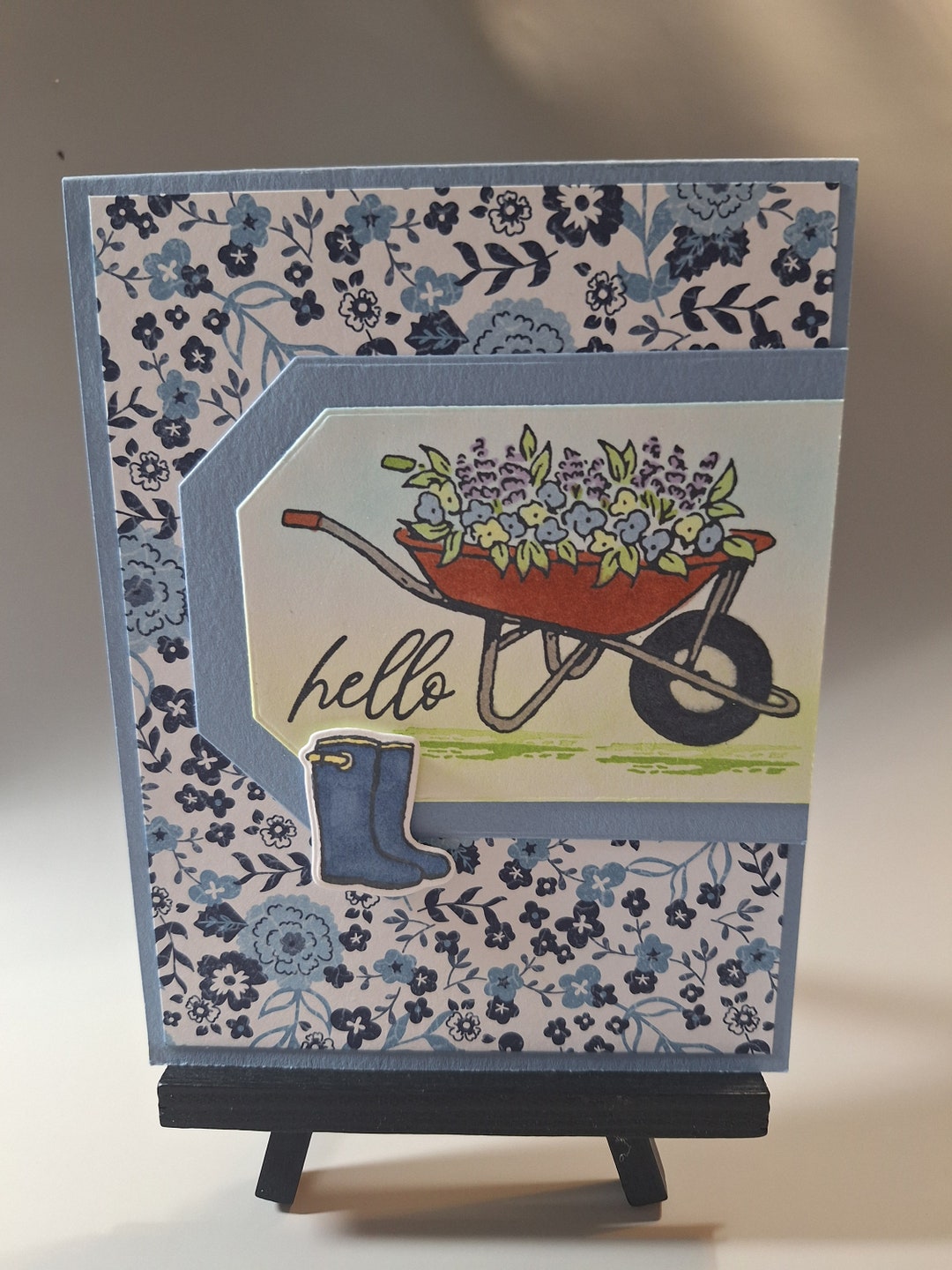 Handmade Card Hello Wheelbarrow - Etsy