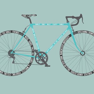 Road Bike Personalised Word Art Print or Canvas, Cycling Customised ...