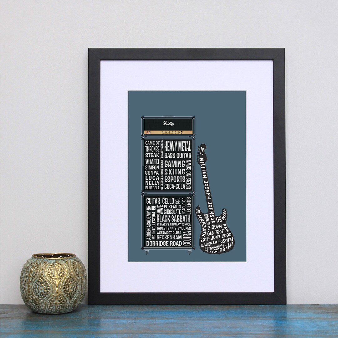 Personalized Bass Guitar Word Art Print or Canvas - Etsy