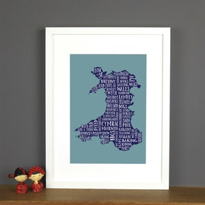 Map of Wales Personalised Word Art Print or Canvas, Welsh Map ...