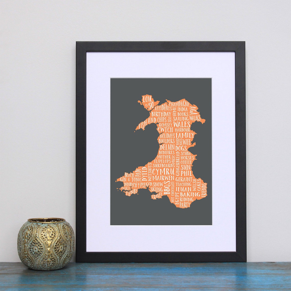 Map of Wales Personalised Word Art Print or Canvas, Welsh Map ...