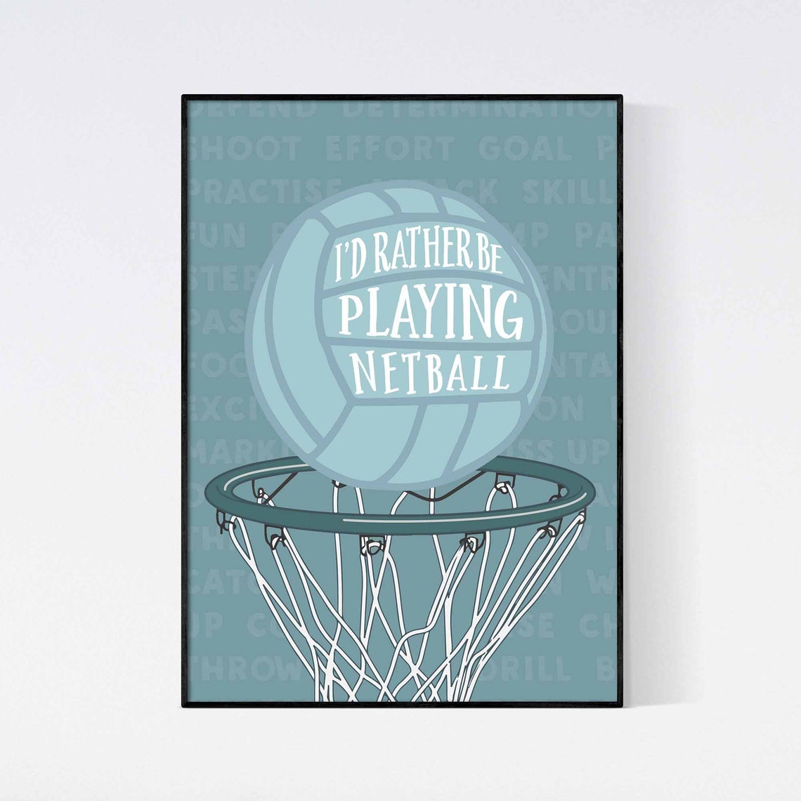 Netball Word Art Print I'd Rather Be Playing Netball - Etsy