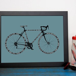 Road Bike Personalised Word Art Print or Canvas, Cycling Customised ...