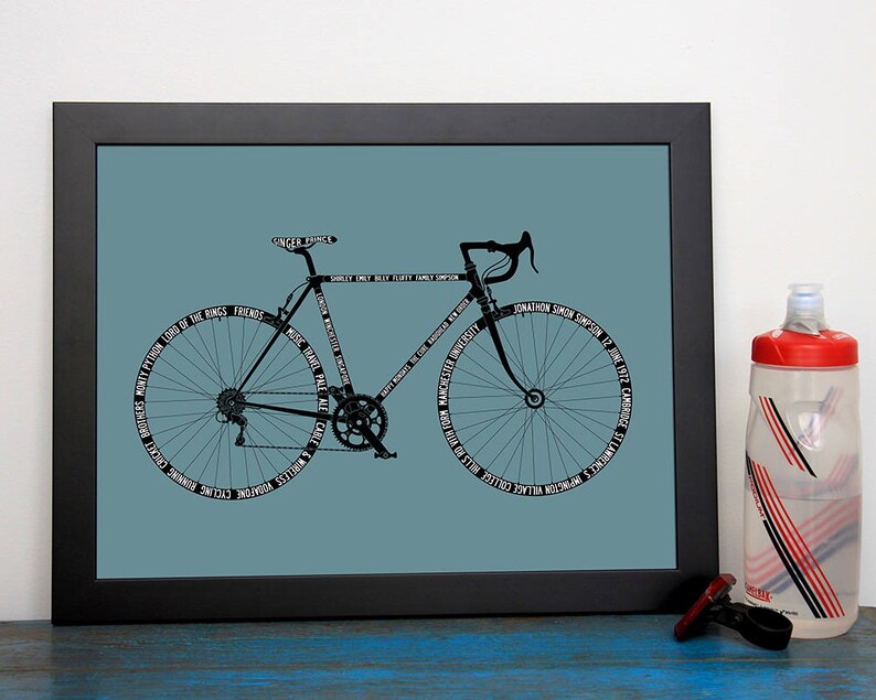 Road Bike Personalised Word Art Print or Canvas, Cycling Customised ...