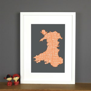Map of Wales Personalised Word Art Print or Canvas, Welsh Map ...
