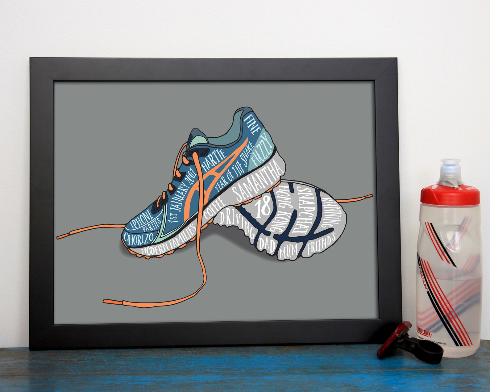 Running Shoes Personalised Word Art Print or Canvas, Customised ...