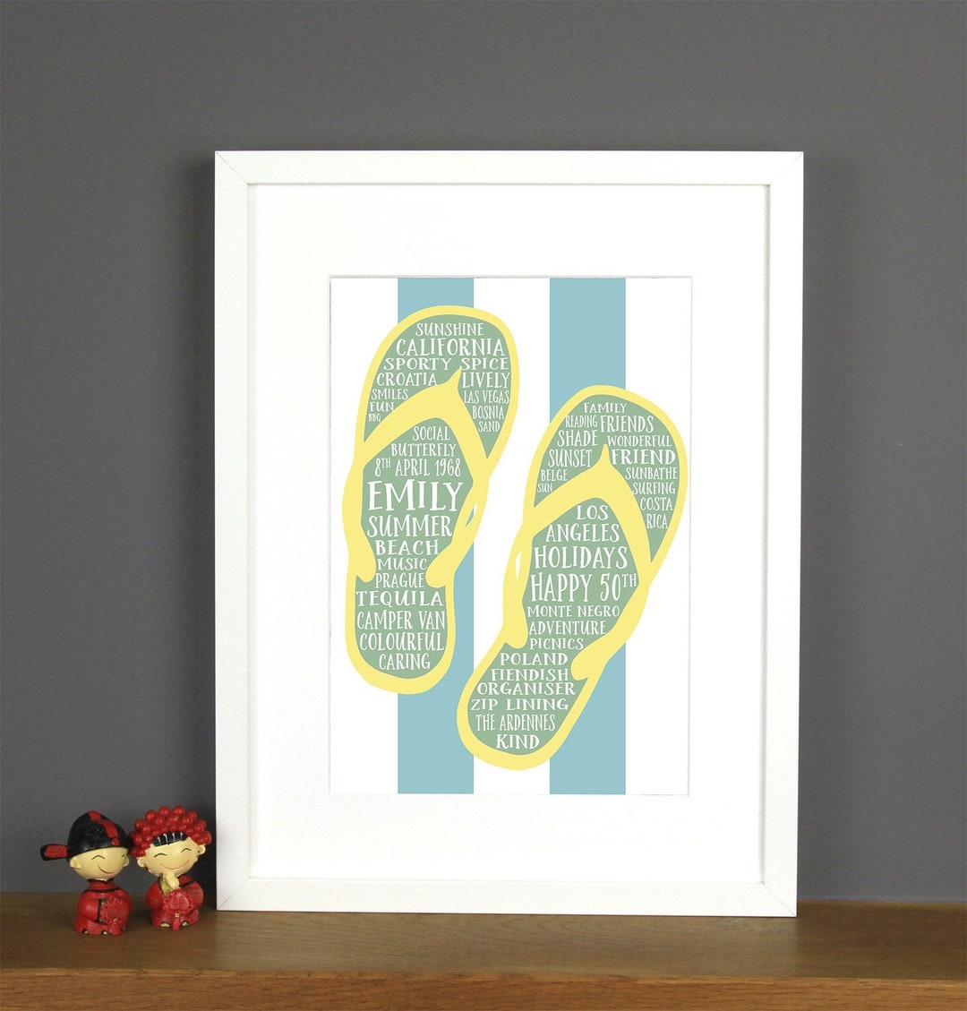 Personalized Flip Flops Word Art Print, Custom Typography Gift - Etsy