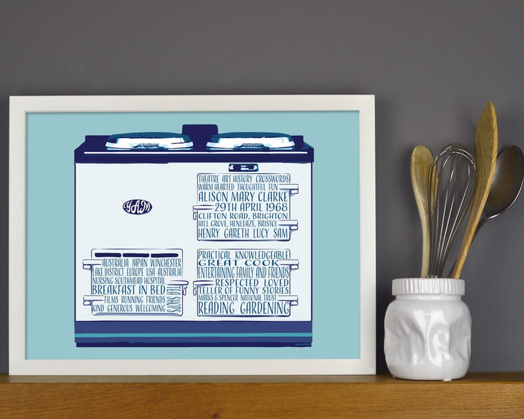 Aga Personalised Word Art Print or Canvas, Customised Kitchen Baking ...