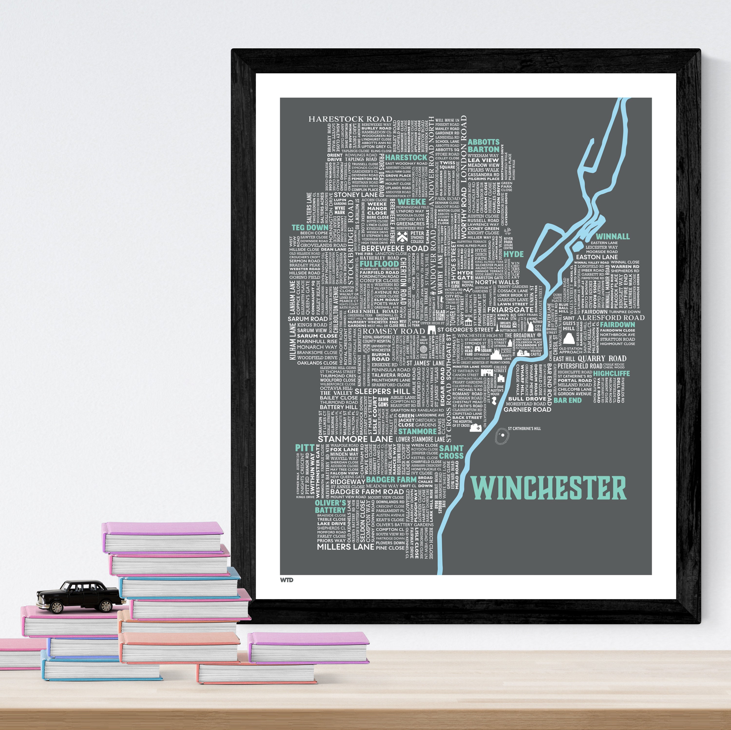 Winchester Word Map Print, Typography Map, Word Art, Font Map, Word ...