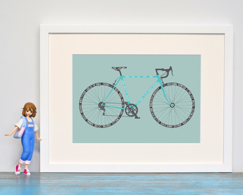 Road Bike Personalised Word Art Print or Canvas, Cycling Customised ...