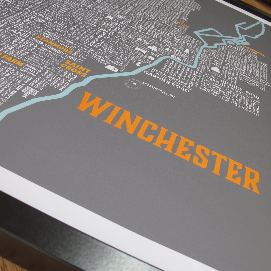 Winchester Word Map Print Typography Map Word Art Font Map - Etsy