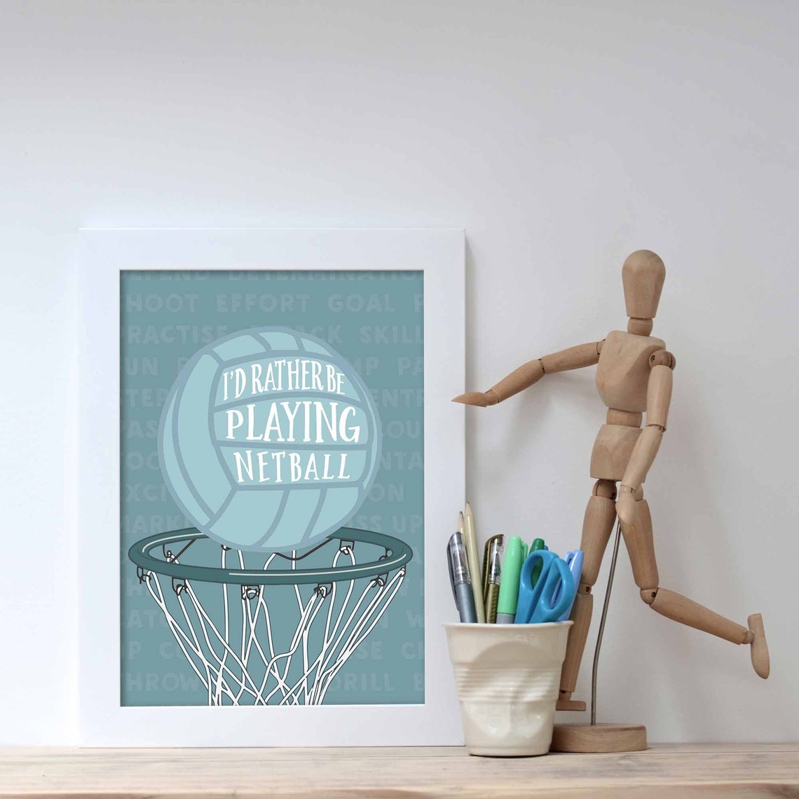 Netball Word Art Print I'd Rather Be Playing Netball - Etsy