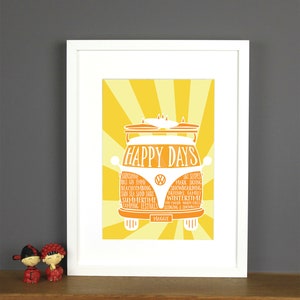Campervan Personalised Word Art Print or Canvas, Camper Van Customised ...