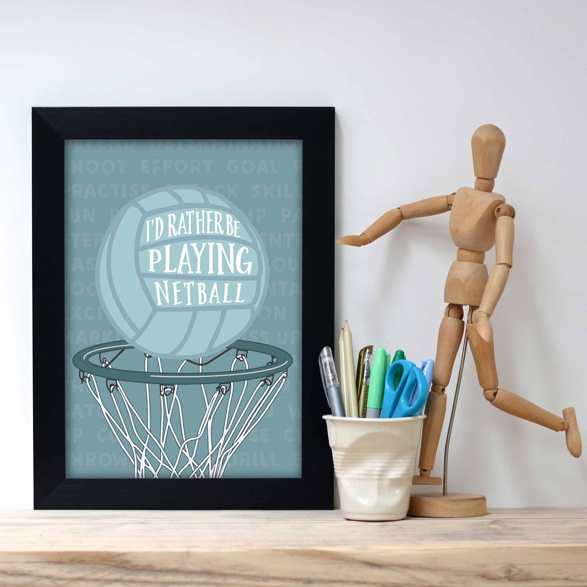 Netball Word Art Print I'd Rather Be Playing Netball - Etsy