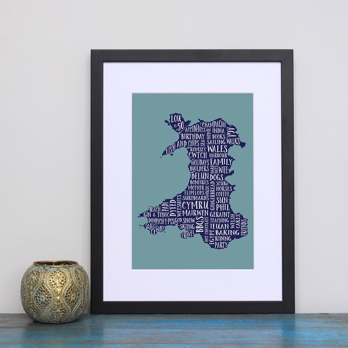 Map of Wales Personalised Word Art Print or Canvas, Welsh Map ...