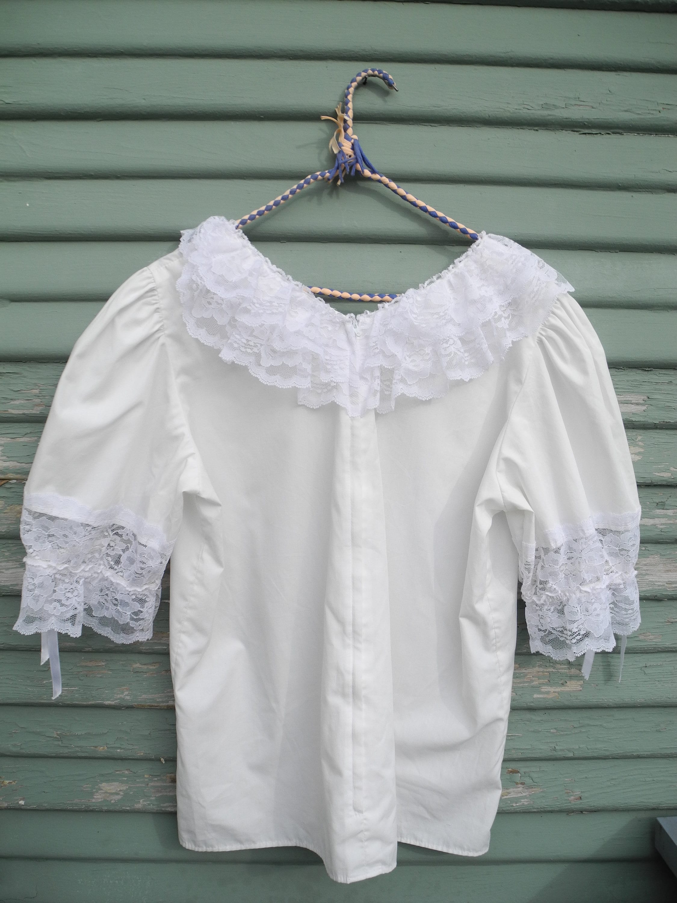 Vintage White Lace Ruffle Blouse Large - Etsy