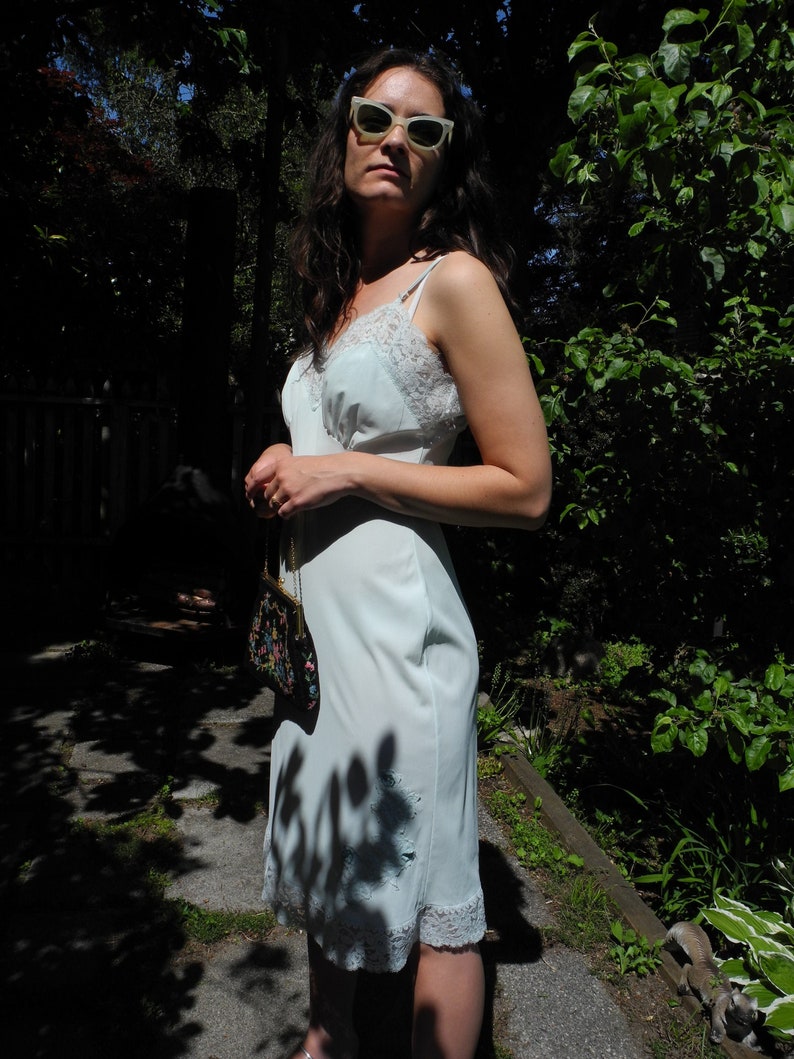 Vintage Powder Blue Slip S M | Etsy