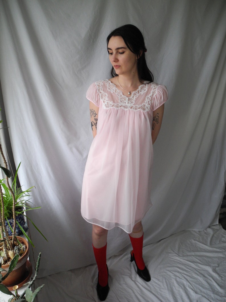 Vintage Pastel Pink 60s Sheer Nightgown Small - Etsy Canada