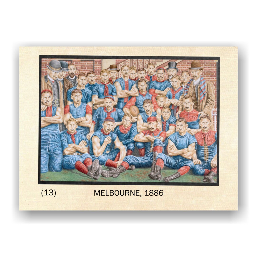Melbourne 1886 Team Australian Football Art Card: Signed by Artist ...