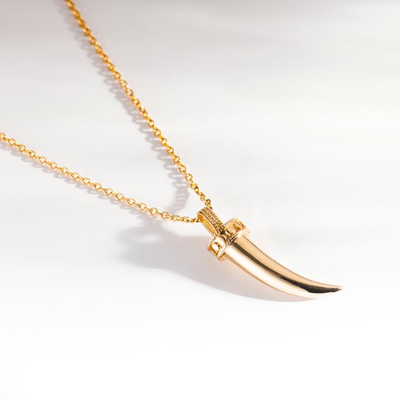 Necklace Sautoir BRUNA Detailed Horn Gold Plated 3 Microns | Etsy
