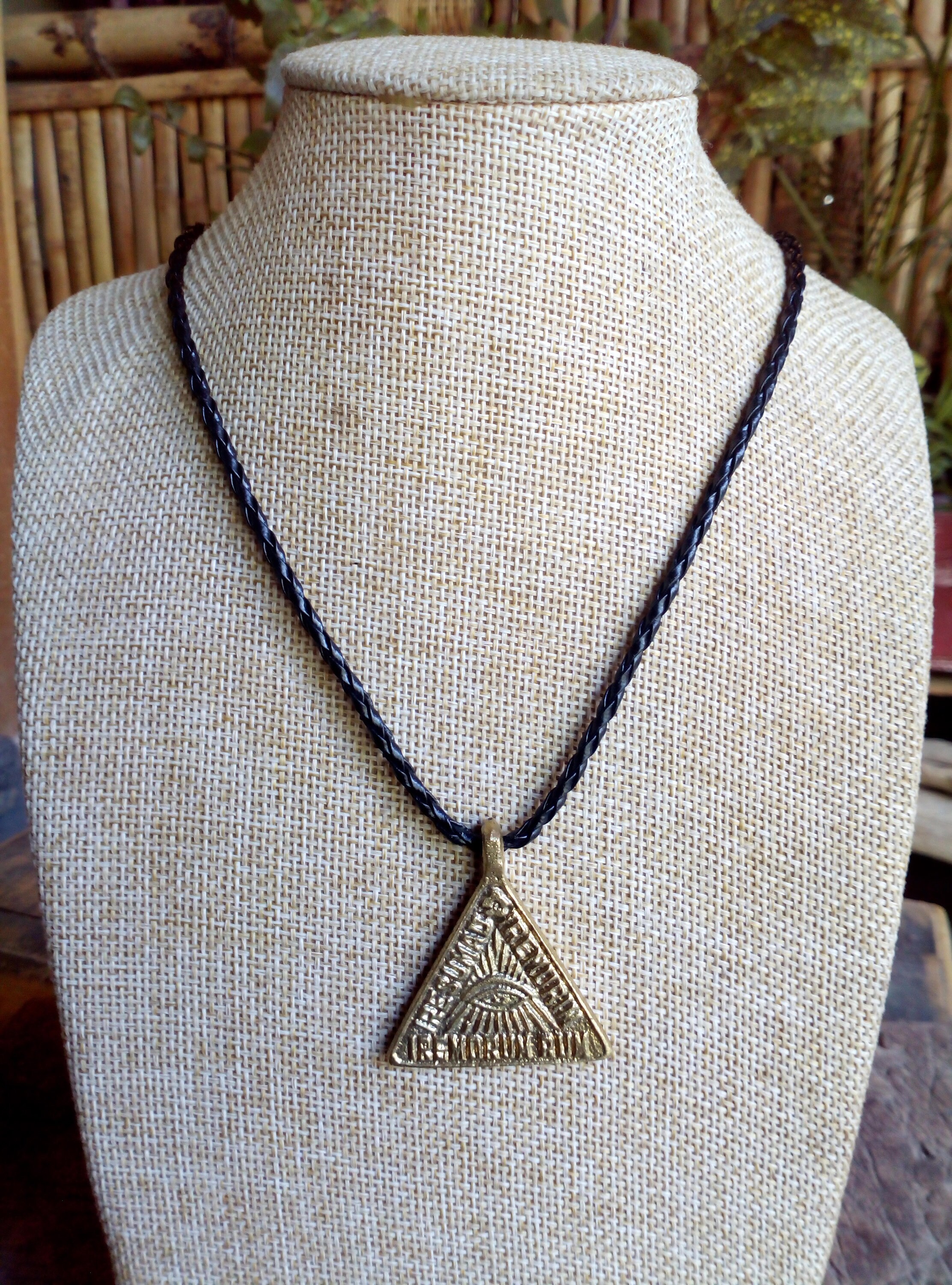 Pyramid Eye Pendant, Iresumad, Agimat, Brass Amulet Necklace, Tribal ...