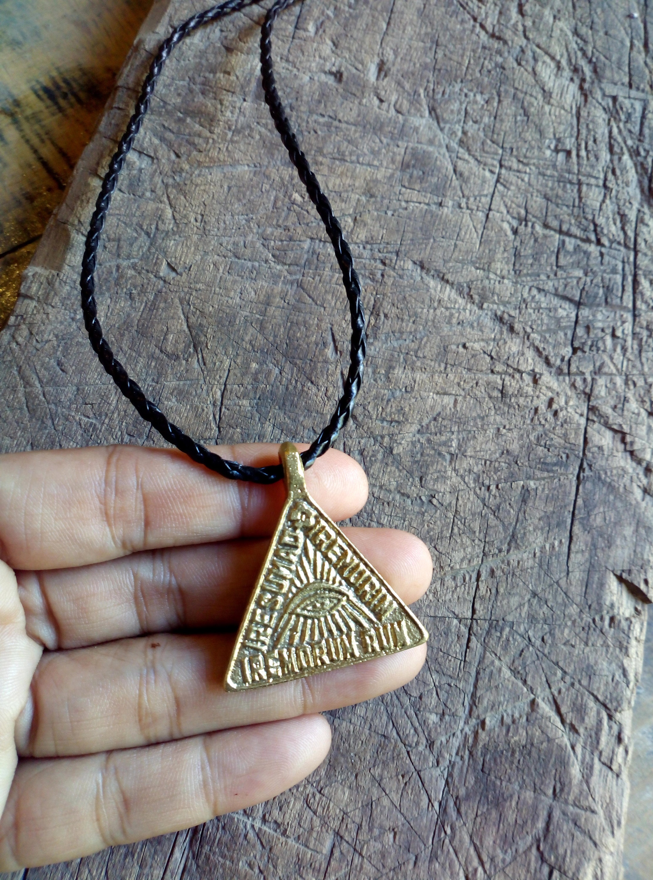Pyramid Eye Pendant, Iresumad, Agimat, Brass Amulet Necklace, Tribal ...