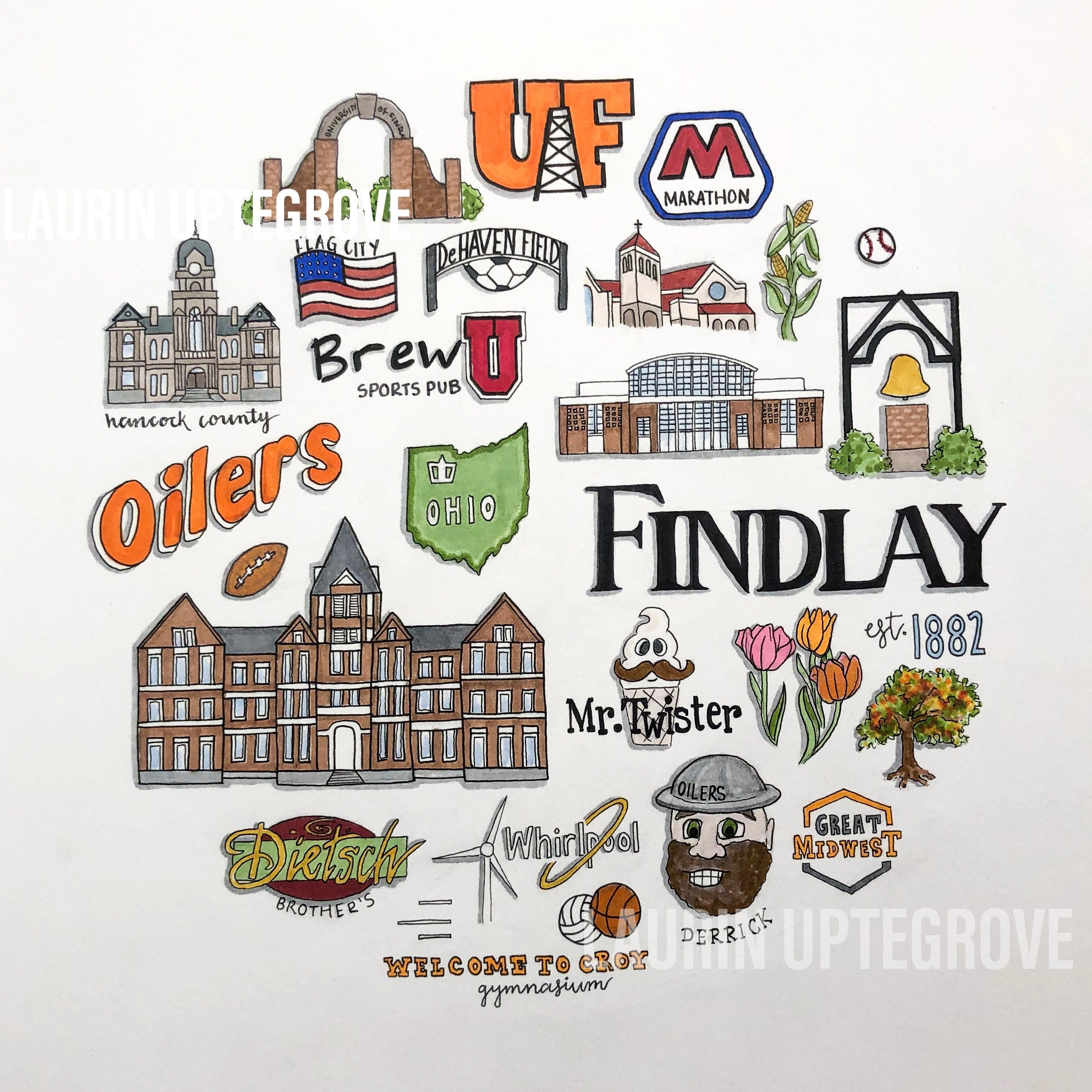 University of Findlay Print | Etsy