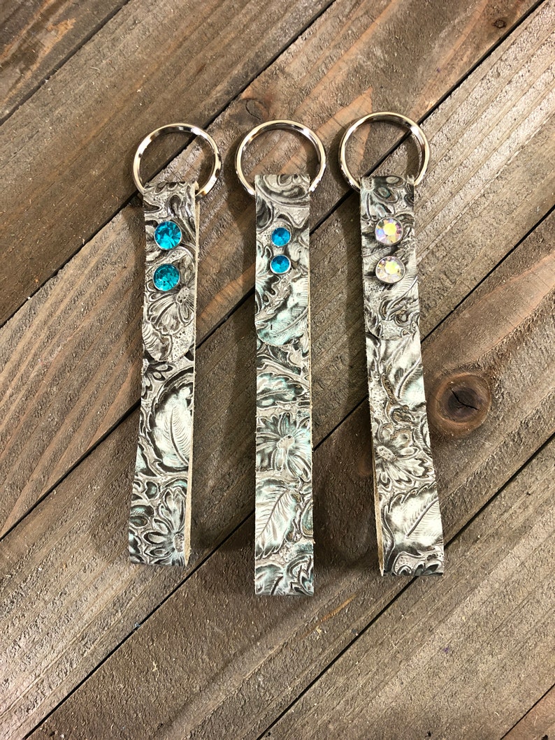 Genuine Leather Western Keychain Leather Western Key Fob | Etsy