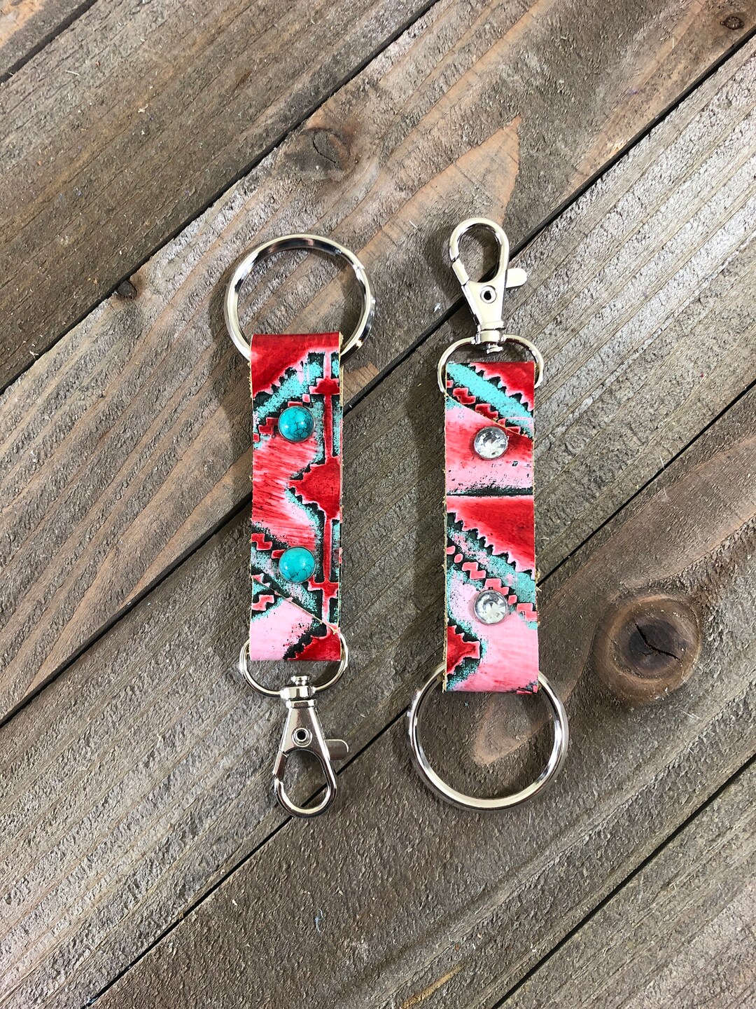 Genuine Leather Key Fob, Southwestern Keychain, Western Leather ...