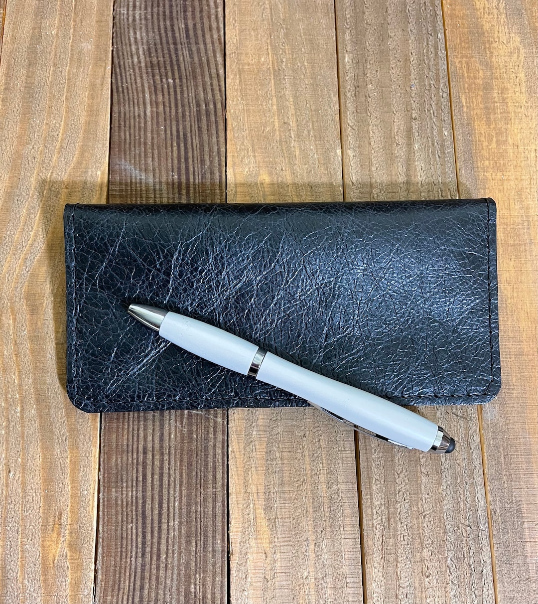 Genuine Leather Checkbook Cover, Black Leather Checkbook Cover - Etsy
