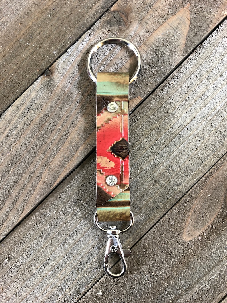 Genuine Leather Key Fob Southwestern Keychain Western - Etsy