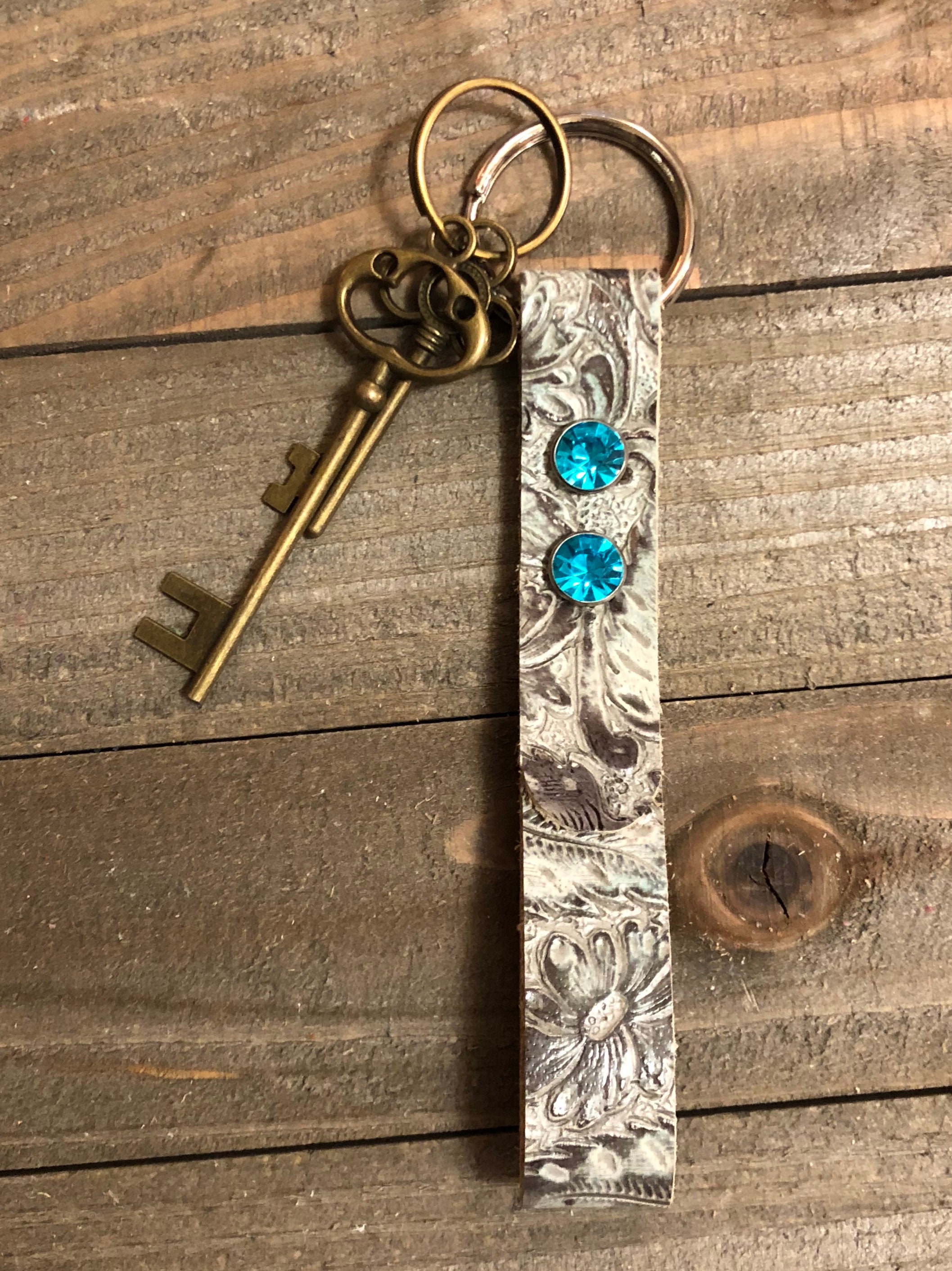 Genuine Leather Western Keychain Leather Western Key Fob - Etsy