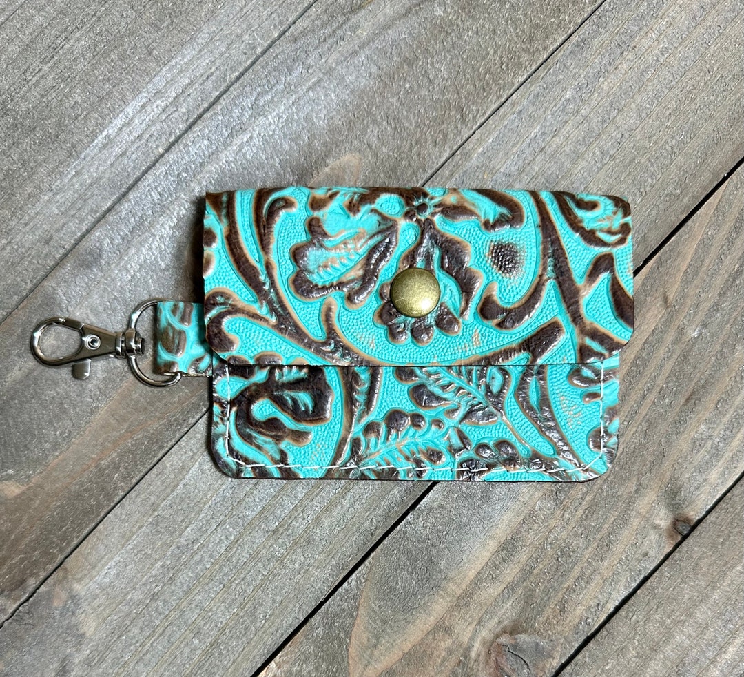 Handmade Tooled Leather Card Keychain: Western Coin Purse - Etsy