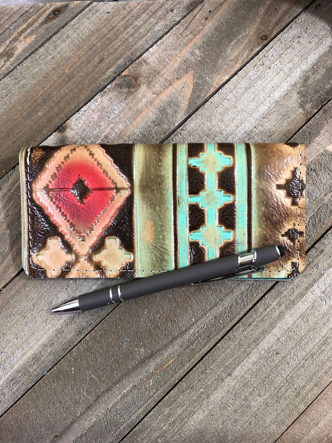 Western Genuine Leather Checkbook Cover - Etsy