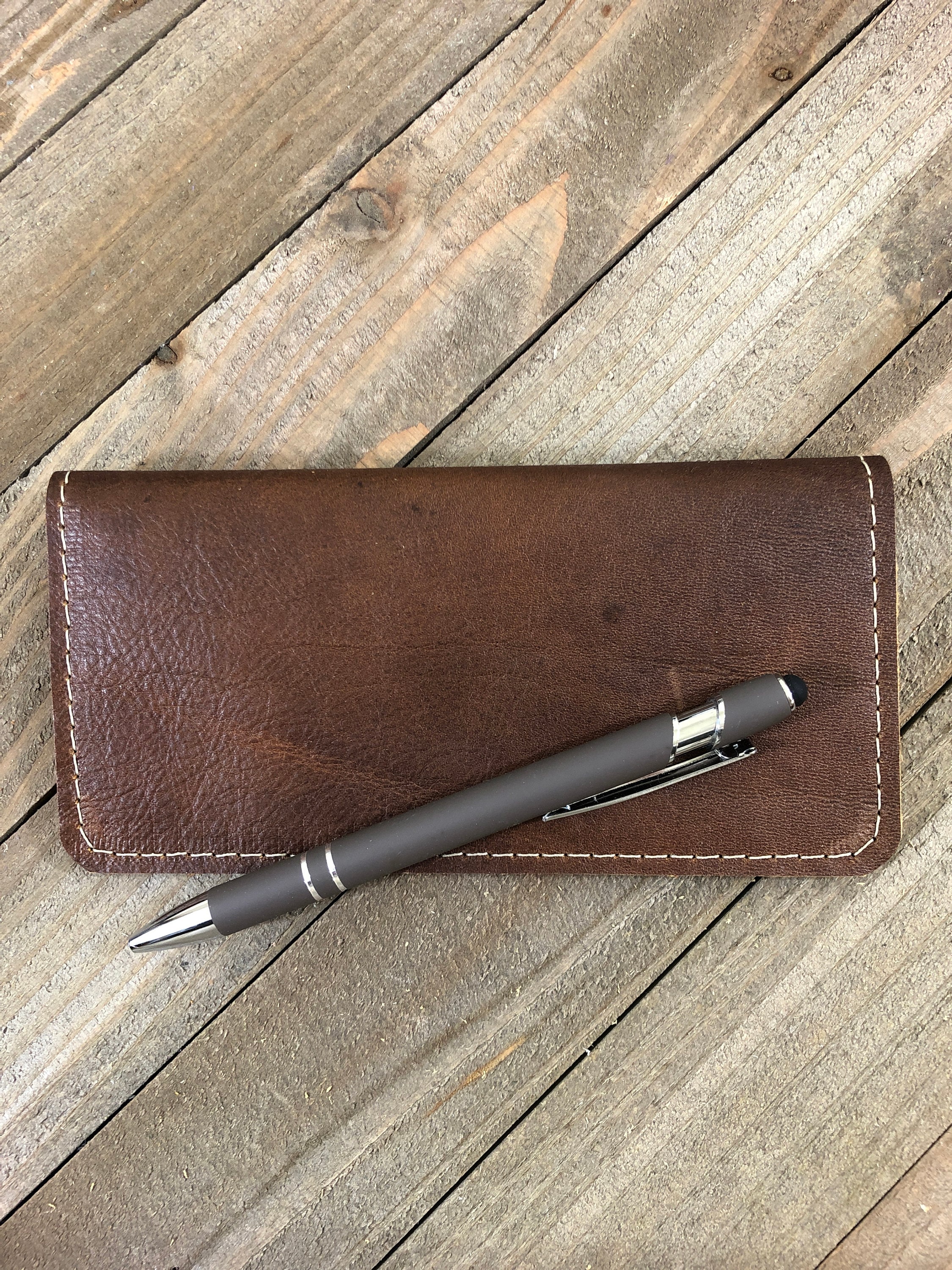 Genuine Leather Checkbook Cover Brown Leather Checkbook Cover | Etsy