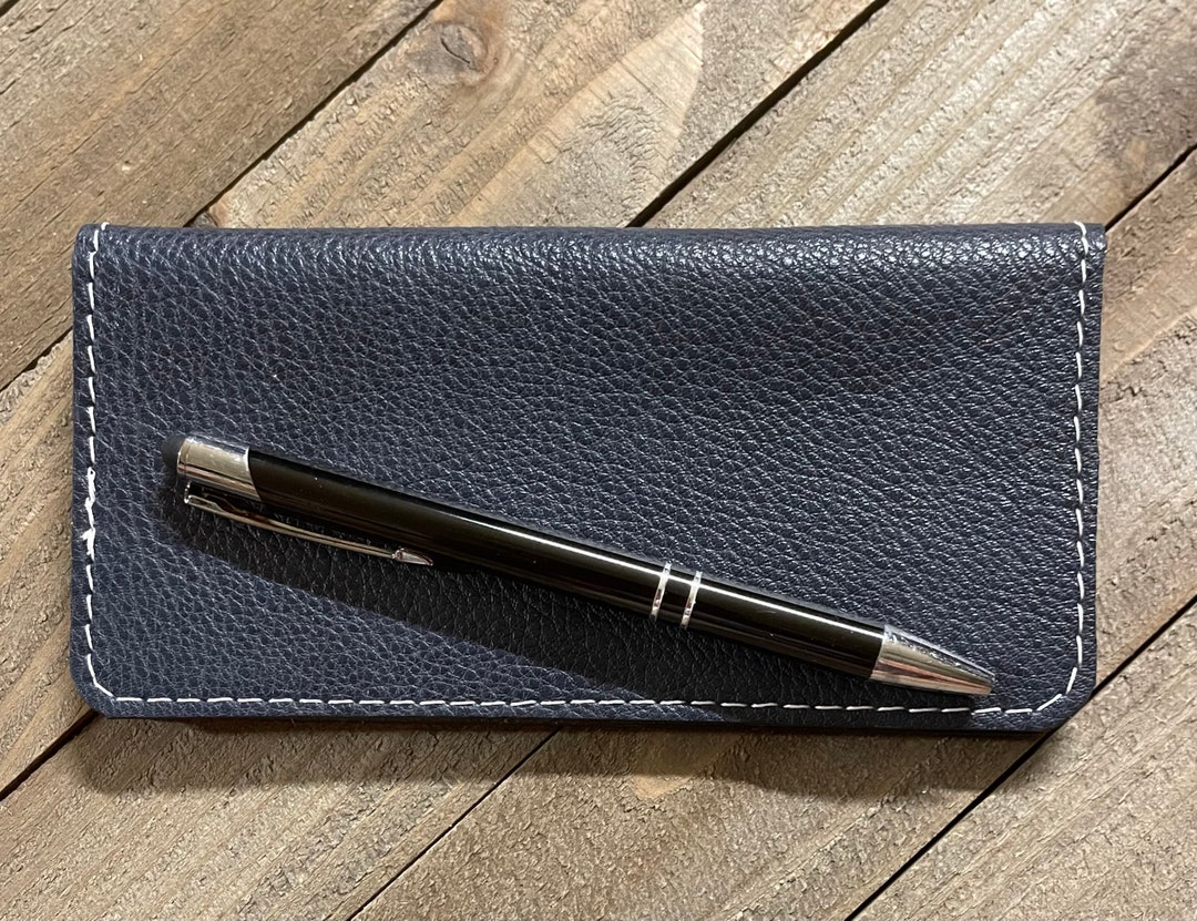 Navy Blue Italian Leather Checkbook Cover, Leather Duplicate Checkbook ...
