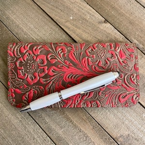 Western Genuine Leather Checkbook Cover, Hand Painted Leather Duplicate ...