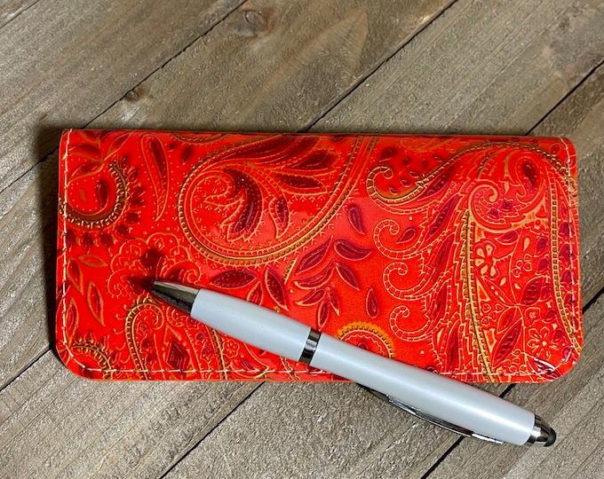 Patent Italian Leather Checkbook Cover, Handmade Duplicate Checkbook ...